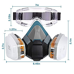 TANGS Half-Facepiece Reusable Respirator Cover Set， Professional Organic Steam Respirator Widely Used in Organic Gas, Paint Spray, Chemical, Woodworking