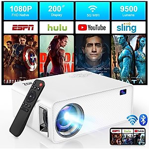 Mini Projector With Wifi 1080P Full HD Projector, ZDK 12000L Portable Outdoor Movie Projector 4K Supported Home Theater, Compatible with iOS/Android Phone/Laptop/PC/TV Stick/HDMI/USB/AV/PS5