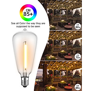 GLUROO LED String Light Bulbs, ST38 Shatterproof LED Replacement Bulbs for Outdoor String Lights Eidison Bulb fits E12 C7 Screw Base, 1Watt Equvanlent to 7Watt Incandescant Bulbs, Warm White, 25 Pack