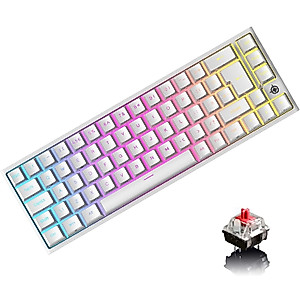 LexonElec 60% Mechanical Gaming Keyboard, RGB Chroma Backlit Ultra Compact Mini Mechanical Keyboard, Red Switches 68-Key Full Key Anti-Ghosting, for PC, MAC, PS4 Gamers and Office Typists (White)