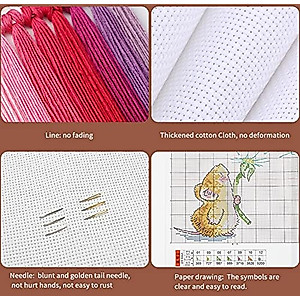 CaptainCrafts Cross Stitch Kits Full Range Stamped and Counted Fabric DIY Art Needlecrafts Embroidery Kit for Adults Beginner (Unpreprint 14CT, Tree House Autumn)