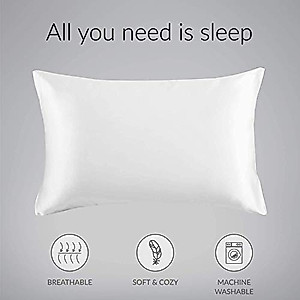 Satin Pillowcase for Hair and Skin - Queen Size Silk Pillow Cases Set of 2 - Slip Cooling Satin Pillow Covers with Envelope Closure 2 Pack (Pure White,20x30)