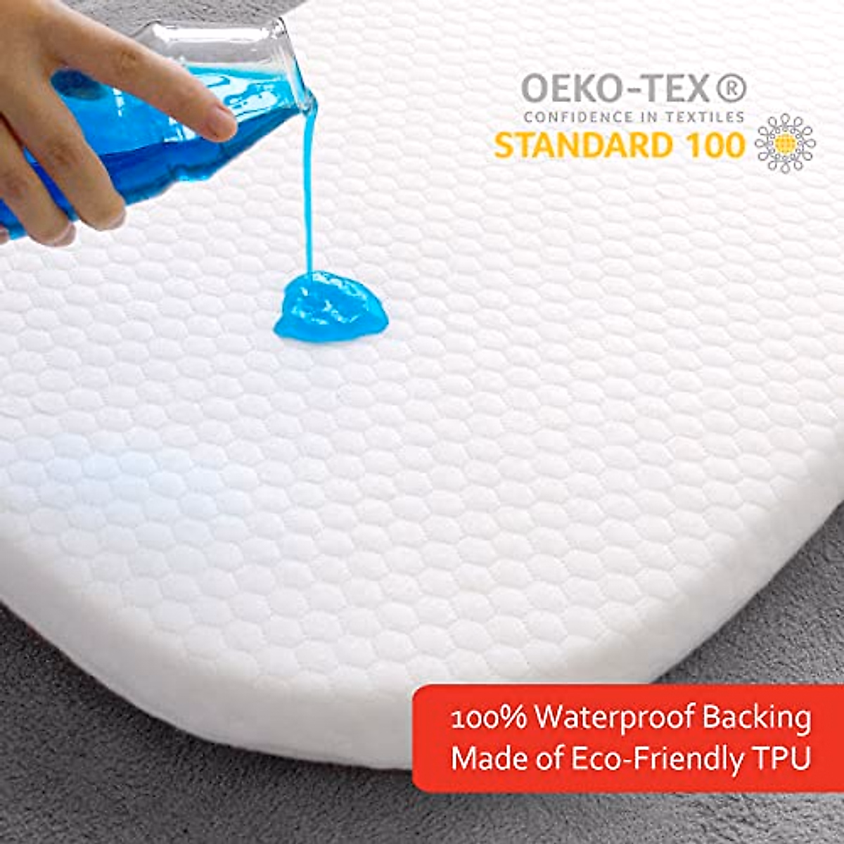 Baby Bassinet Mattress Topper with Waterproof Bamboo Cover 15" x 30" x 1.5", Breathable Oval Bassinet Mattress Pad Ultra Soft, for Moses Basket, Fit Many Cradle Brand and Style