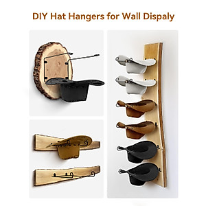 WNXSLOAD Cowboy Hat Rack 6 Pieces, DIY Cowboy Hat Holder for Wall, Hat Rack for Cowboy Hats, Cowboy Hat Hanger Keeps Original Shape of Hat, Cowboy Hat Rack Wall Mount, Adjustable to Install