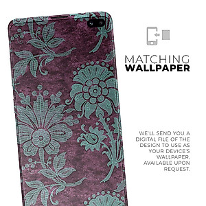 DesignSkinz Burgundy and Turquoise Floral Velvet v3 Protective Vinyl Decal Wrap Skin Cover Compatible with The Samsung Galaxy S20 (Screen Trim & Back Glass Skin)