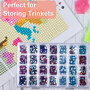 Ripeng 24 Pack 672 Slots Diamond Painting Storage Containers Bulk, 28 Grids Bead Organizer Box Diamond Painting Accessories Boxes Diamond Art Embroidery Storage with 960 Label Stickers
