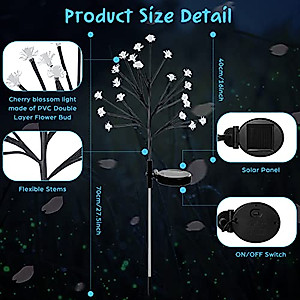 12 Pack Solar Powered Garden Tree Lights Outdoor Decorative Waterproof Colorful Solar Powered Fairy Landscape Tree Lights Solar LED Flower Lights for Pathway Yard Lawn Patio Christmas Decorations