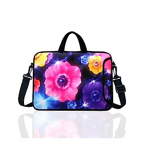 10-Inch Laptop Shoulder Bag Sleeve Case with padded handle for 9.6” 9.7" 10" 10.1" 10.5" Ipad/Netbook/Tablet/Reader (Colourful Flower)