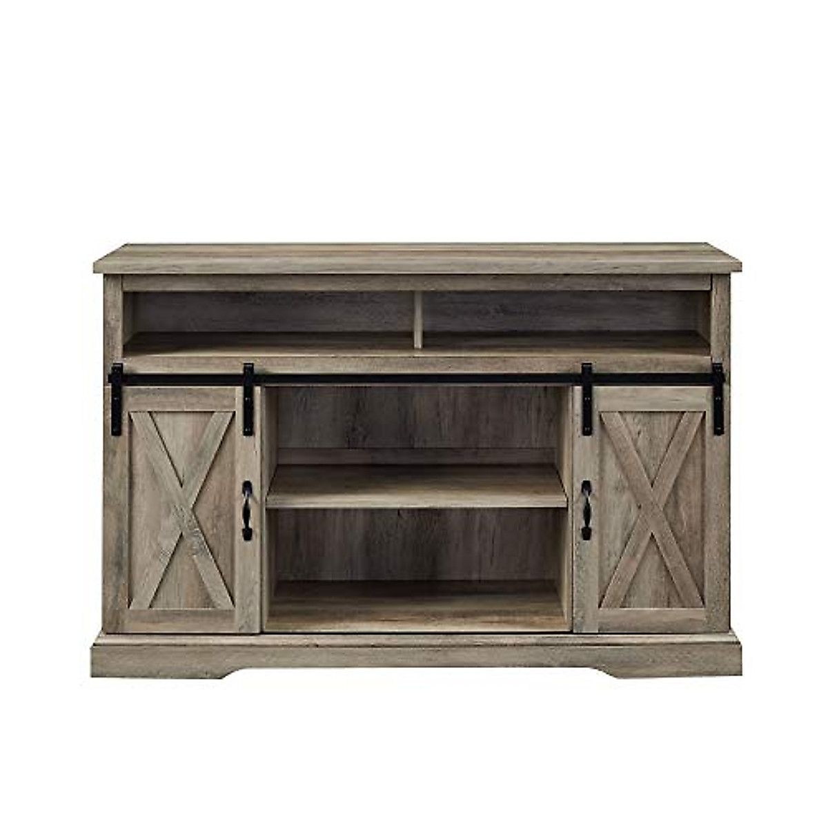 Walker Edison Clayton Farmhouse Sliding Double Barn Door TV Stand for TVs up to 58 Inches, 52 Inch, Grey Wash