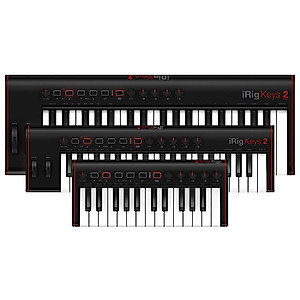 IK Multimedia iRig Keys 2 Pro portable keyboard MIDI controller with 25 velocity-sensitive synth-action keys and headphone output, for iPhone, iPad, Mac, PC, Android