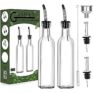 Gusnilo 8 oz Olive Oil Dispenser Olive Oil Dispenser Bottle Syrup Dispenser Oil and Vinegar Dispenser Set Oil Bottles for Kitchen 250ml with Pour Spouts and Funnel 2PCS