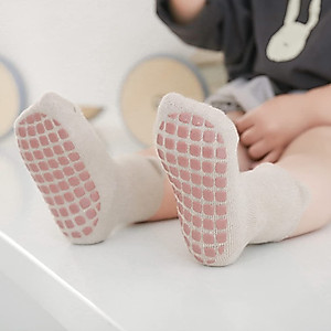 Baby Non Slip Socks Toddler Non-Skid Ankle Socks with Grips Anti-Slip Crew Cotton Socks for Infants Toddlers Girls Boys (1-3 T)