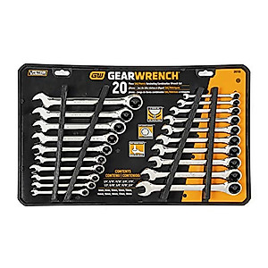 GEARWRENCH 20 Piece Ratcheting Wrench Set, SAE/Metric - 35720