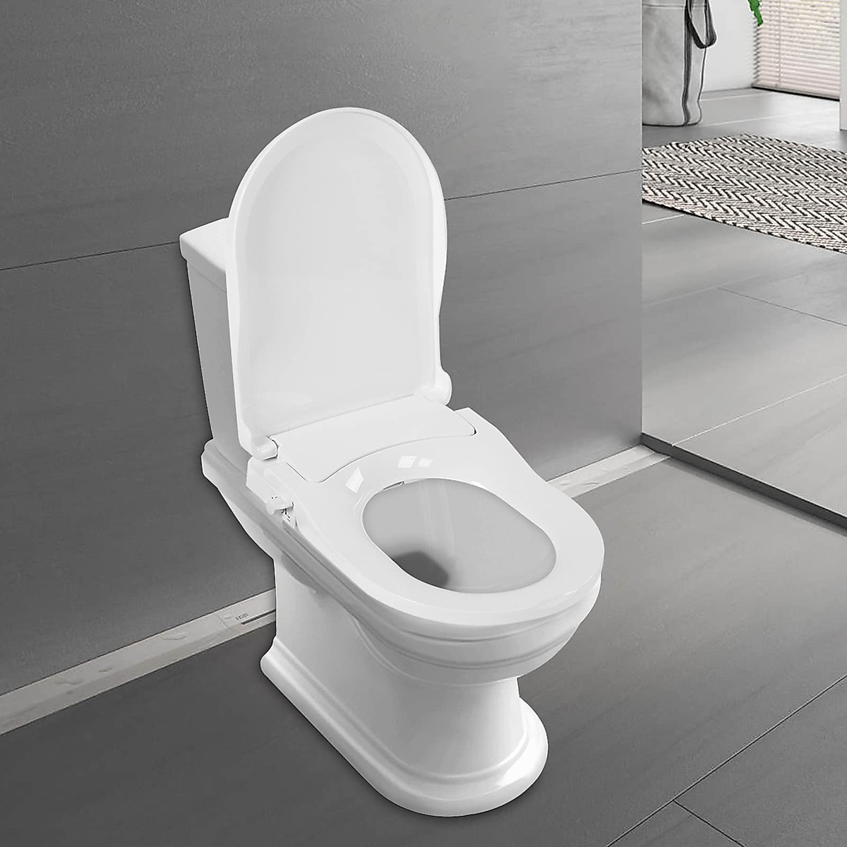 RIAHNEAH Non-Electric Bidet Toilet Seat, Fits Elongated Toilets, White, Dual Nozzle System - Bidet with Easy Installation