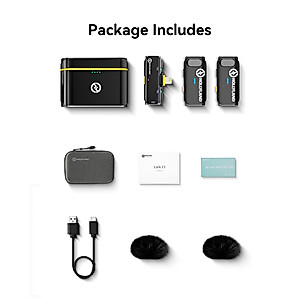 Hollyland Lark C1 Wireless Lavalier Microphone for iPhone, MFi Certified, Plug and Play, Noise Cancelling Lapel Mic with 656ft Transmission, 32H Working Time, Compatible with iPhone, iPad-Black