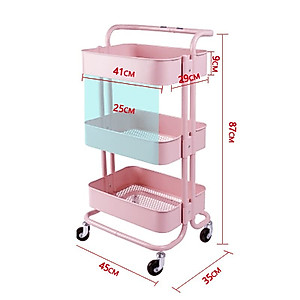 JYDQM 3 Tier Storage Rack with 4 Wheels Home Kitchen Rack Living Room Bedroom Item Storage Rack