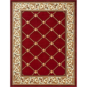 Well Woven Timeless Fleur De Lis Red Formal Area Rug 5'3" X 7'3"