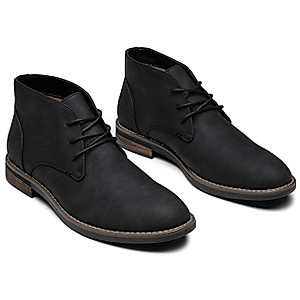 Jousen Men's Chukka Boots Lace Up Desert Ankle Boots Classic Causal Dress Boots For Men(AMY656A black 11)