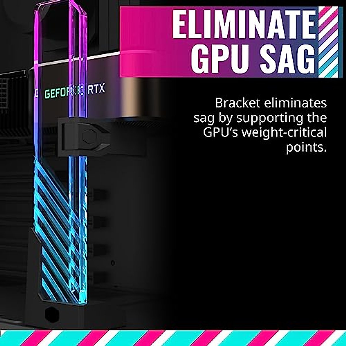 Cooler Master MasterAccessory ARGB GPU Support Bracket, Edge-Lit ARGB Tempered Glass, Universal GPU Bracket, Multiple Orientations (MCA-U000R-GSBTG-00)
