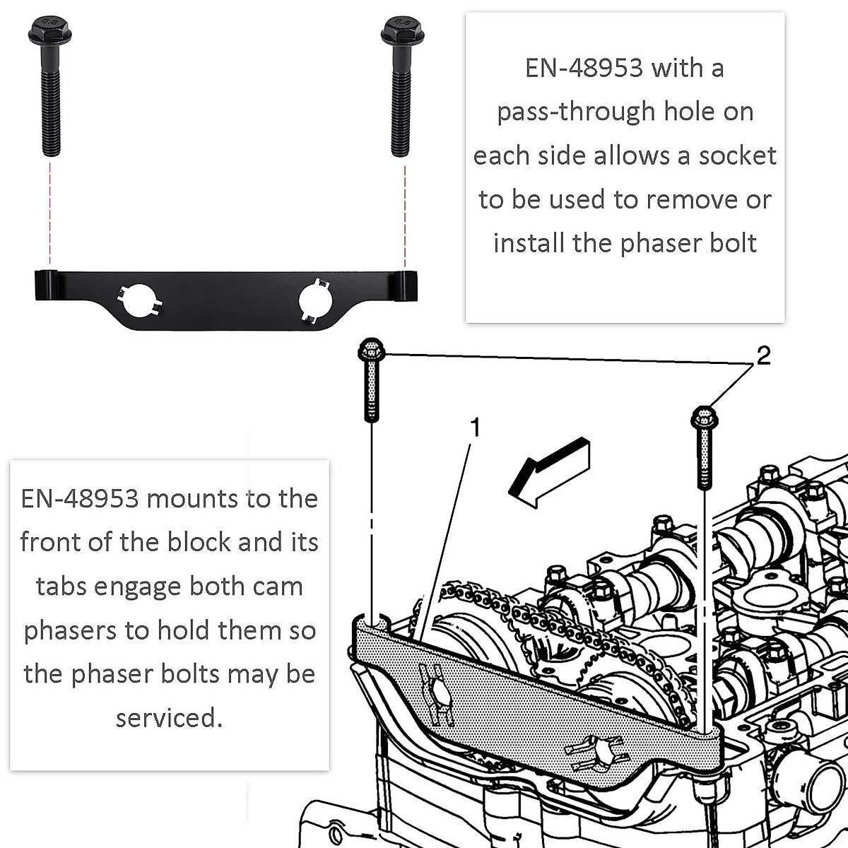 EN 48953 Cam Phaser Retainer/Camshaft Actuator Locking Tool Replace AM-EN-48953 Fit for 2010 Chevrolet Equinox, Ecotec/2010 Buick Lacrosse, 2010 GMC Terrain 2.0L, 2.4L ECOTEC Engines