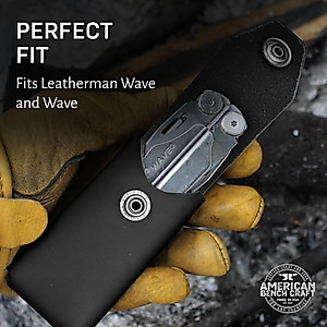 Leather Multitool Sheath for Leatherman Wave & Wave+ (Black) - Ultra Durable Full Grain Leather Belt Tool Holder - Multi Tool Holster for Belt w/Solid Brass Rivets - Premium Belt Accessories for Men
