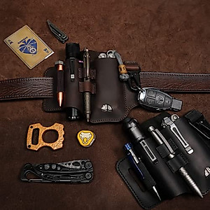 VIPERADE PJ35 Multitool Sheath for Belt, Leather EDC Pocket Organizer for Men, EDC Leather Sheath, EDC Belt Organizer