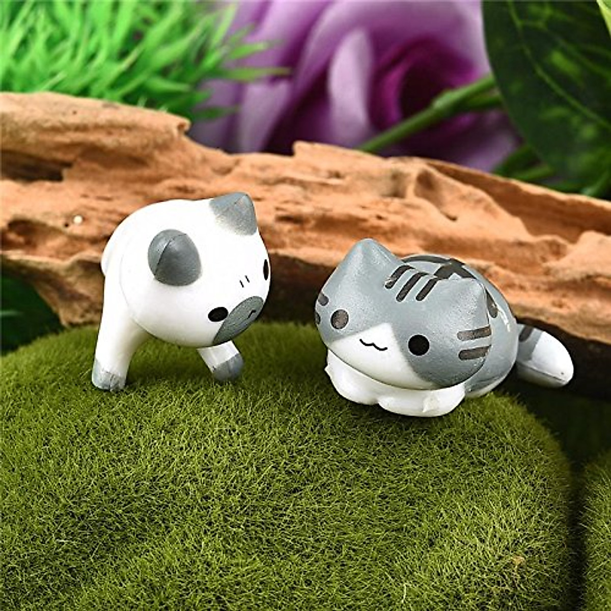 Neko 6pcs Miniature Home Fairy Garden Cats - Micro Kitty Landscape Ornament Decorations – Cute Lucky Cat DIY Figures for Crafts, Home Decor and Cake Topper