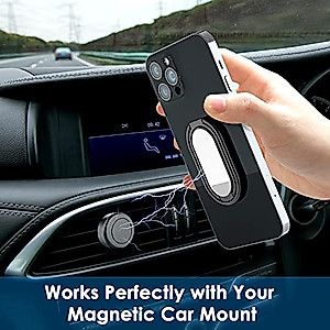 Phone Ring Holder Finger Kickstand, 360° Rotation Cell Phone Ring Holder Stand Metal Phone Back Grip for Magnetic Car Mount Foldable Cell Phone Stand Compatible with Most Smartphones