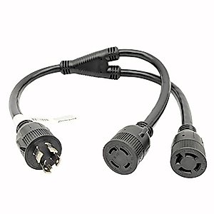 Parkworld 886474 Generator Splitter 4-Prong L14-30P Male to L14-30R & L14-20R Female Y Adapter Cord