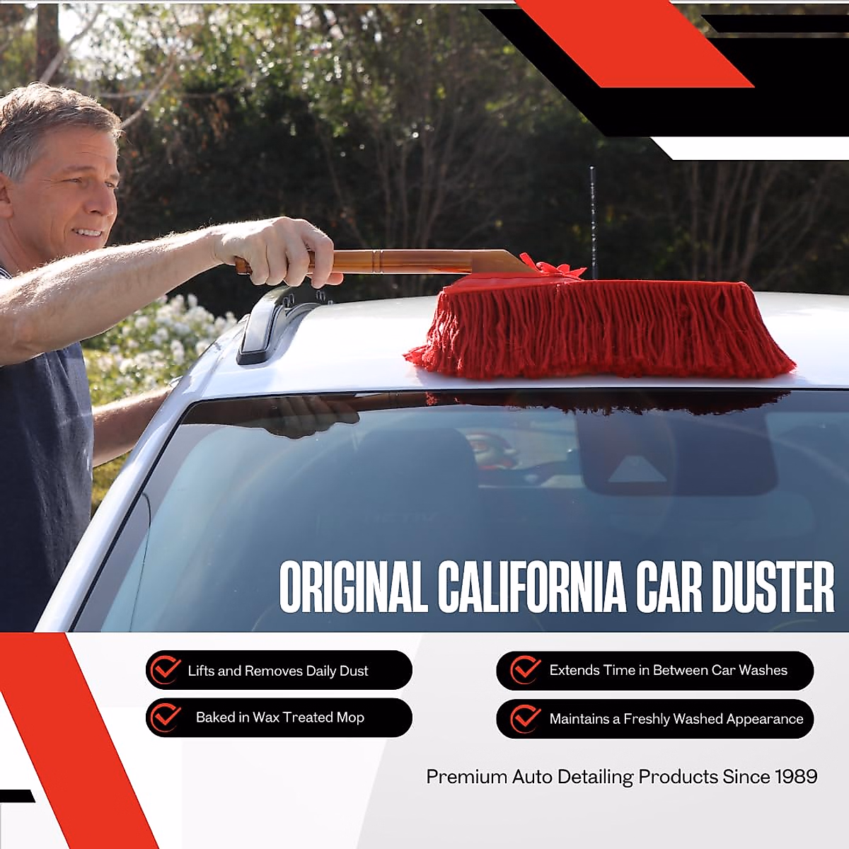 California Car Duster 62442 Standard Car Duster with Wooden Handle