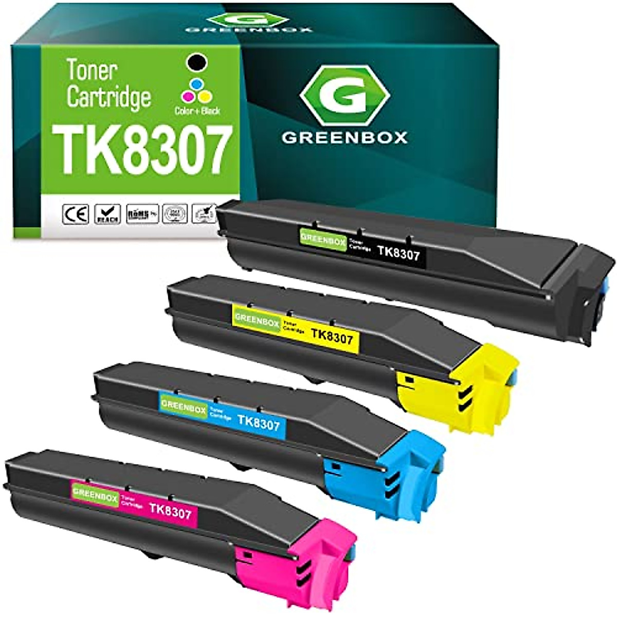 GREENBOX Remanufactured Toner Cartridge Replacement for Kyocera TK-8307 TK 8307 1T02LK0US0 1T02LKCUS0 1T02LKBUS0 1T02LKAUS0 for Kyocera 3050ci 3550ci 3051ci 3551ci Printers (4 Pack)
