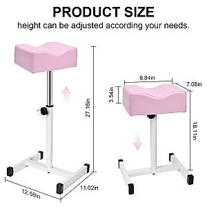 Pedicure Manicure Footrest, Adjustable Height with Soft Cushion Pedicure Stool Non-Slip, Pedicure Nail Equipment for Salon Spa Beauty,Pink