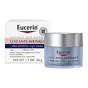 Eucerin Q10 Anti Wrinkle Skin Care Set, Facial Cream for Sensitive Skin, Q10 Anti Wrinkle Face Cream, 1.7 Oz Jar + Q10 Anti Wrinkle Night Cream with Pro-Retinol, 1.7 Oz Jar