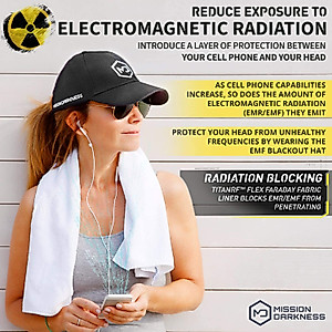 Mission Darkness EMF Blackout Hat - Anti-Radiation Snapback Cap Protects Against EMF EMI RF 5G Wireless Signals - Universal Adult Size (Adjustable)
