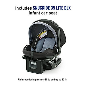 Graco Modes Pramette Travel System, Includes Baby Stroller with True Pram Mode, Reversible Seat, One Hand Fold, Extra Storage, Child Tray and SnugRide 35 Infant Car Seat, Ontario