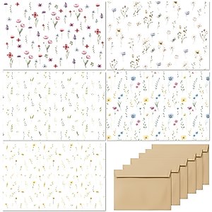 slapaflife Blank Cards with Envelopes All Occasion,Elegant Floral Design Blank Greeting Cards 4x6,20Pack -Blank Greeting Cards,Note Cards with Matching Peel-and-Seal Rustic Envelopes