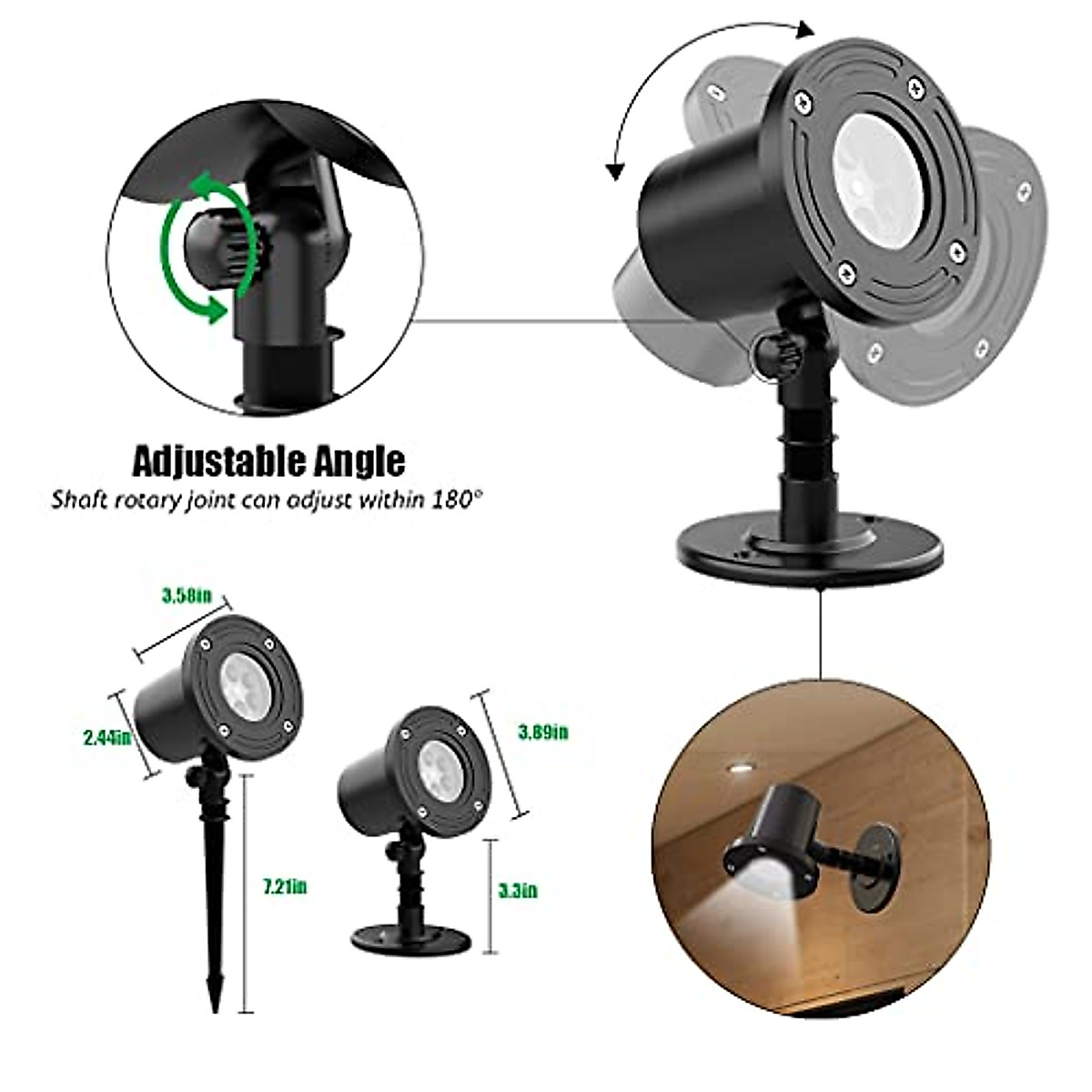 Christmas Lights Outdoor Lights Outside LED Projector Halloween Decorations Waterproof White Moving Snowflake Landscape for Christmas, Holiday, Birthday, Wedding, Party, Garden