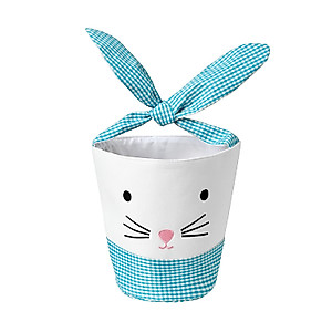 Easter Basket with Bunny Ears, Easter Bunny Basket Easter Bucket Egg Hunt Basket for Girls, Boys, Candy Egg Toy Easter Basket Tote Bag (Blue)