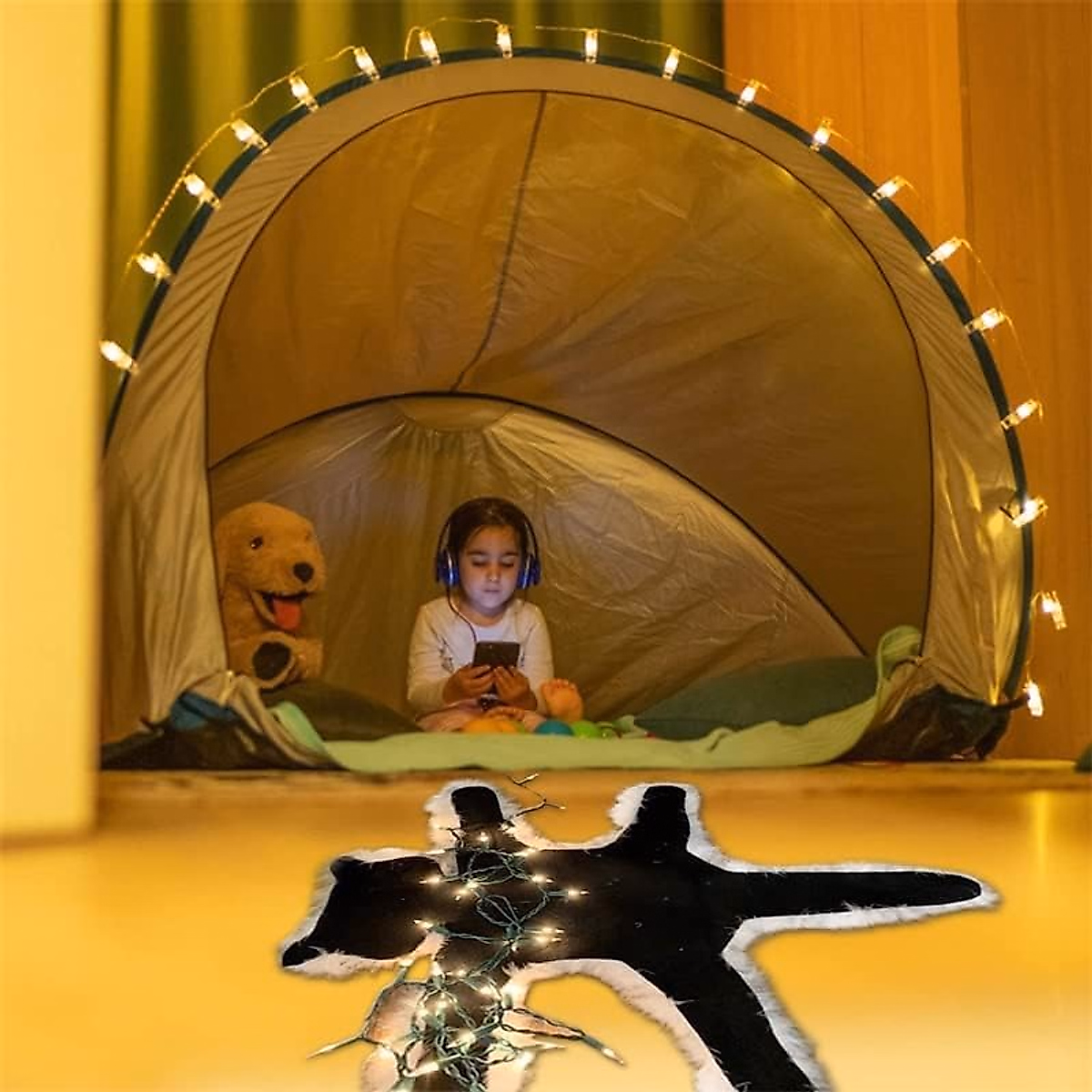 Light Up Fried Cat Rug Funny Aunt Bethany’s Fried Pussycat Rug from National Lampoon’s Humour Christmas Vacation Decoration Carpet, Perfect White Elephant Gift for Family Friends (Warm Lights)