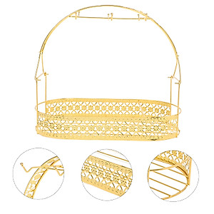 BESTonZON Wrought Iron Coffee Mug Cup Holder Stand Dishes Organizer Rack for Counter Cabinet Table for Kitchen Restaurant Office - 33.3 x 29.2 x 20cm (Golden)