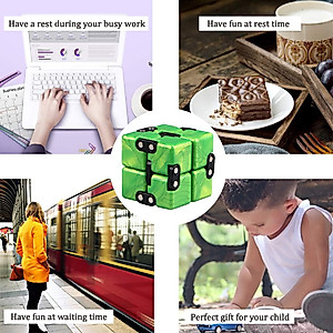 QIYI Little Golden Elephant Upgraded Infinity Cube Fidget Toy,Cool Mini Gadget Best for Stress and Anxiety Relief and Kill Time, Special Designed Texture Artistic and Fashion(Emerald Green)