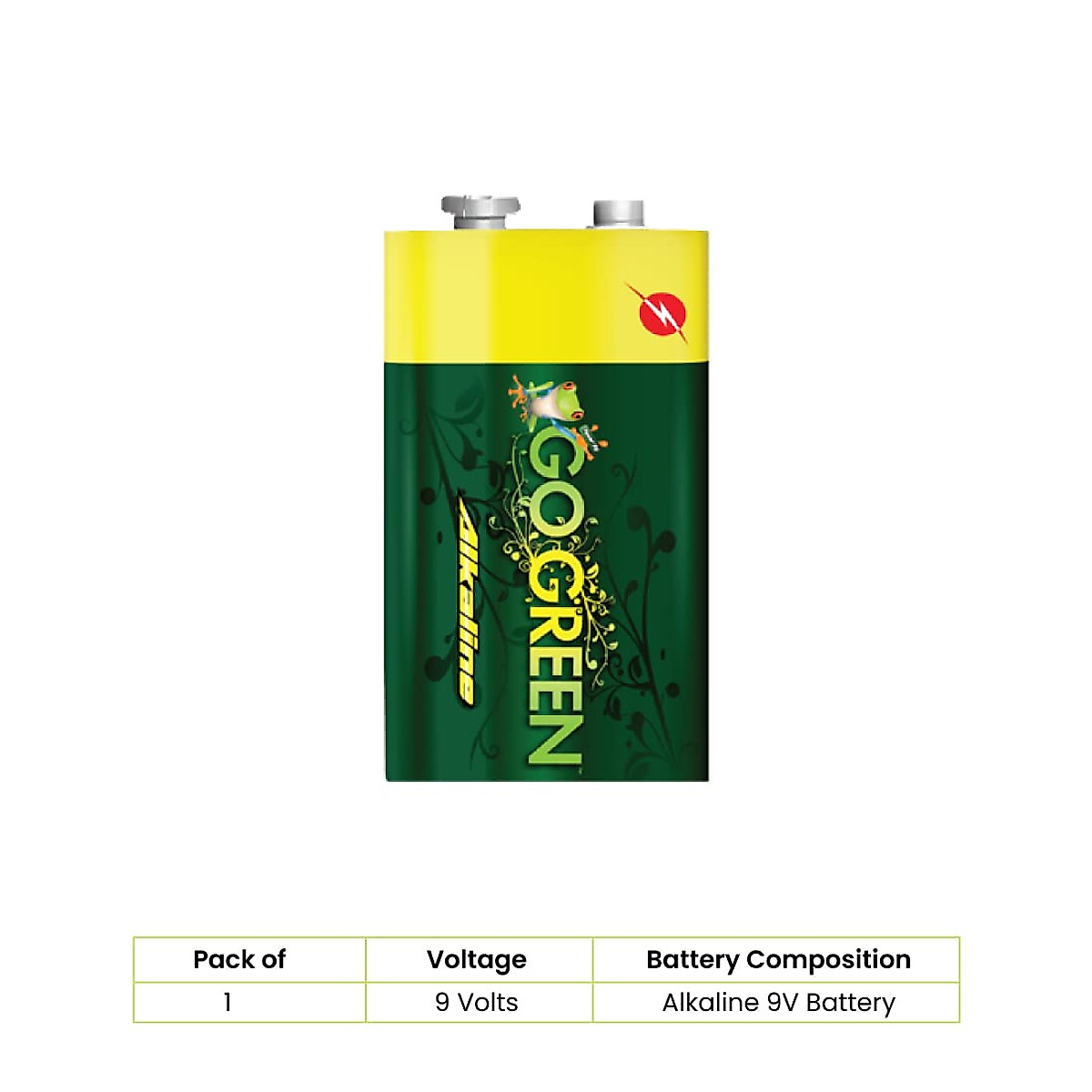 Go Green Power 24005 - 9V Alkaline Batteries, 1pk, 1 ea, green
