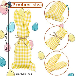 4 Pieces Easter Decor Farmhouse Rustic Bunny Decor Stuffed Bunny Ornaments Easter Centerpiece Decorations Easter Rabbit Figurine for Easter Basket Fillers Tiered Trays (Chic Style)