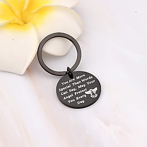 LQRI Guardian Angel Keychain Travel Safely Gift Guardian Angel Protect Keychain Drive Be Careful Gift New Driver Gift(black