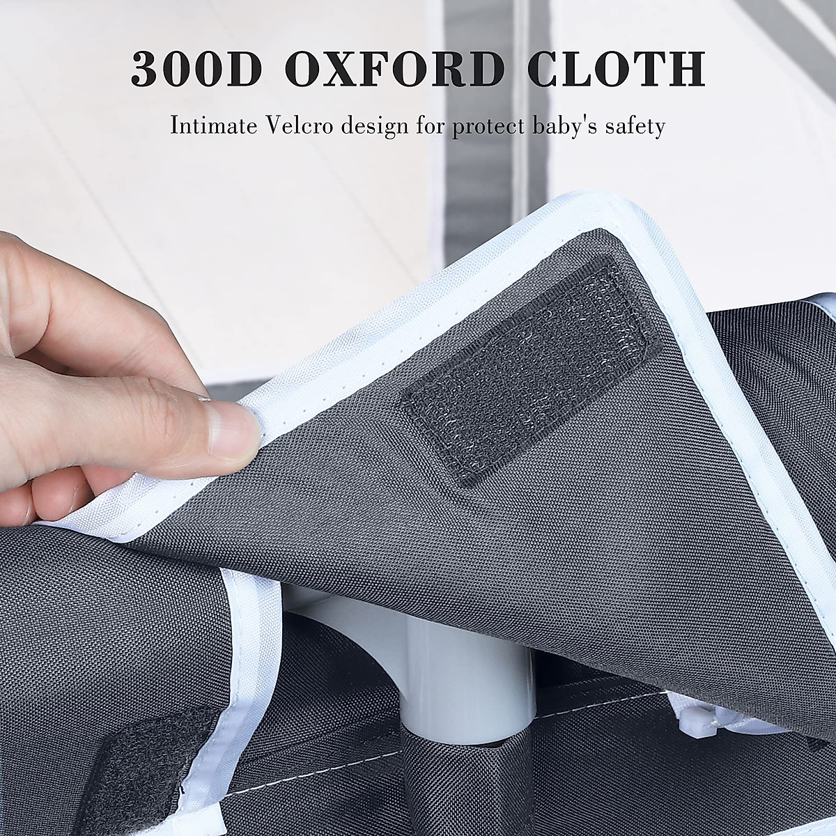 ANGELBLISS Baby Playpen, Extra Large Playard, Indoor & Outdoor Kids Activity Center with Anti-Slip Base, Sturdy Safety Play Yard with Breathable Mesh, Kid's Fence for Toddlers (Dark Grey, 50x50)