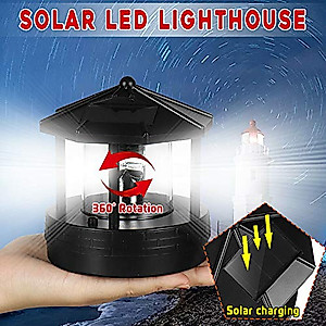 Yuanhong Solar LED Rotating Lighthouse Light, Garden Lawn Lamp Lighting for Yard Outdoor Home Decor