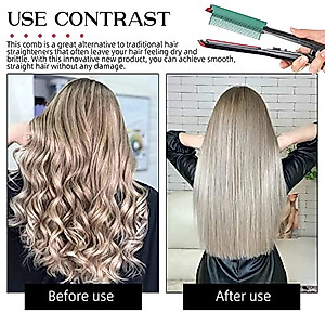 Barber Straightening Comb Attachment for Hair - Hair Straightener Comb, Hair Straightening Comb Attaches to Flat Iron for Low and high Temperature, Styling Comb for Hair Stylist Tool (Blue & Purple)