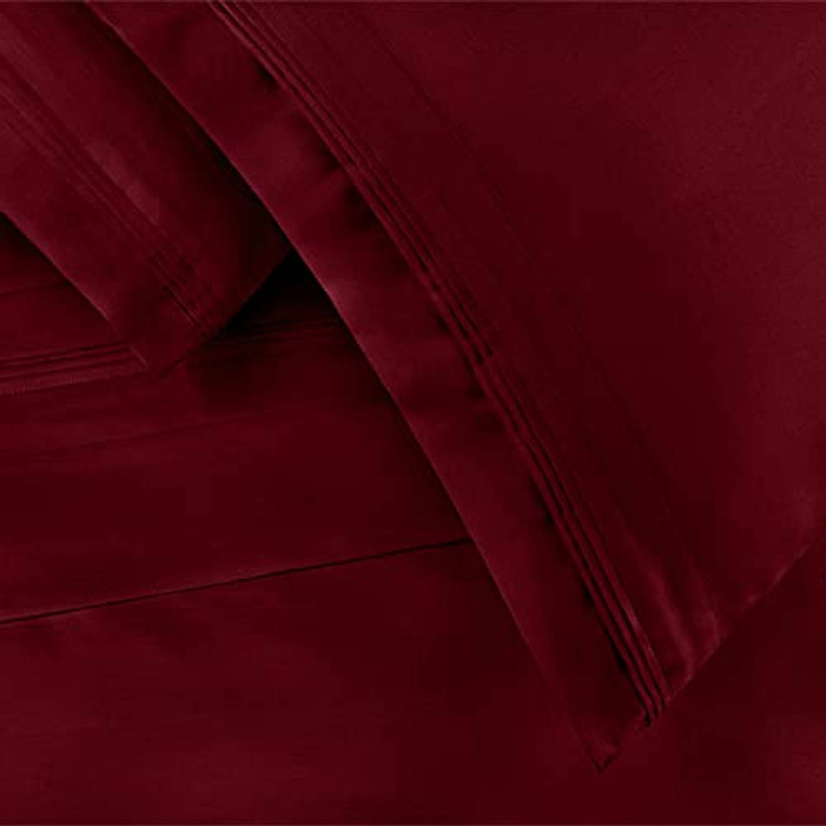 SUPERIOR Egyptian Cotton, 650 Thread Count Solid, Deep Pocket Sheet Set, King, Burgundy, 4-Piece Set
