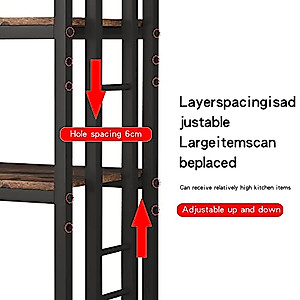 lovemanxi 4-Tier Kitchen Baker's Rack , Free Standing Microwave Oven Stand Utility Storage Shelf Island Coffee Bar for Living Room, Home Office（Rustic Brown）, (xishk-x12)