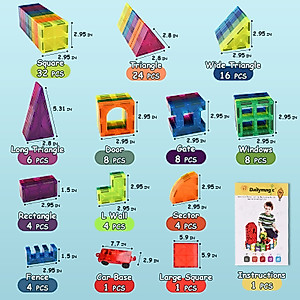 DAILYMAGIC Magnetic Tiles, 120 PCS Kid Magnet Building Toy, 3D Magnetic Block Set with STEM Preschool Education, Excellent for Boys Girls Toddlers